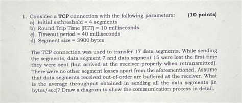 Solved Consider A TCP Connection With The Following Chegg Com