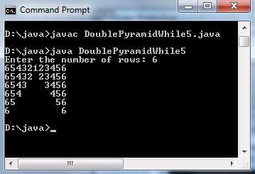 Program To Display Integrated Pyramid Number Pattern In Java Using While Loop Codeforcoding