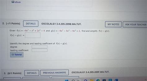Solved Given F X 9x7x5 2x34 And G X 9x25x39x2 2 Chegg Com