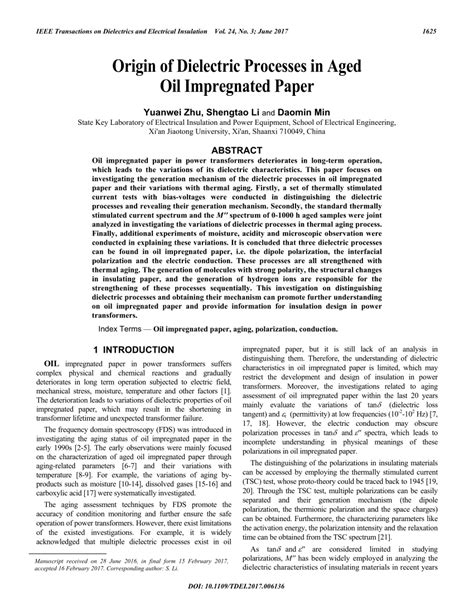 Pdf Origin Of Dielectric Processes In Aged Oil Impregnated Paper
