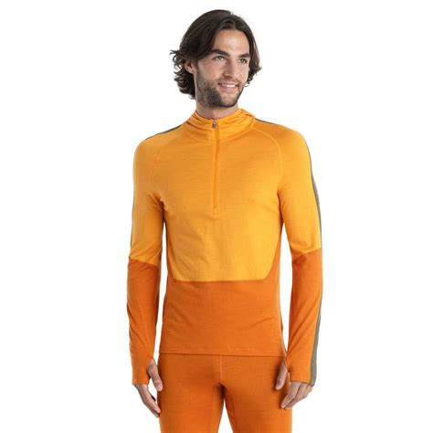Icebreaker 200 Sonebula Hood Merino Long Sleeve Base Layer Orange Trekkinn