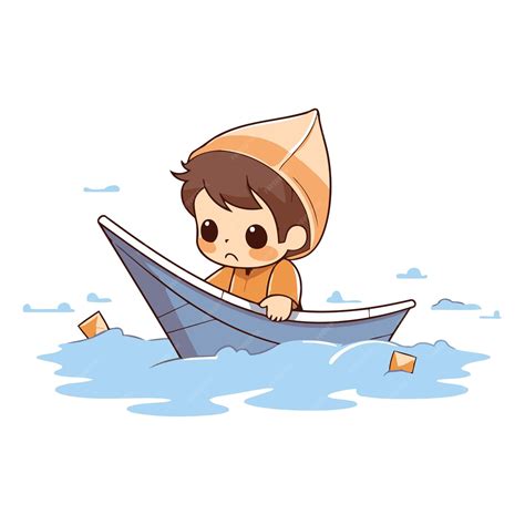 배를 타고 항해하는 귀여운 작은 소년 터 만화 일러스트레이션 프리미엄 벡터 배를 타고 항해하는 귀여운 작은 소년 터 만화 일러스트레이션 프리미엄 벡터
