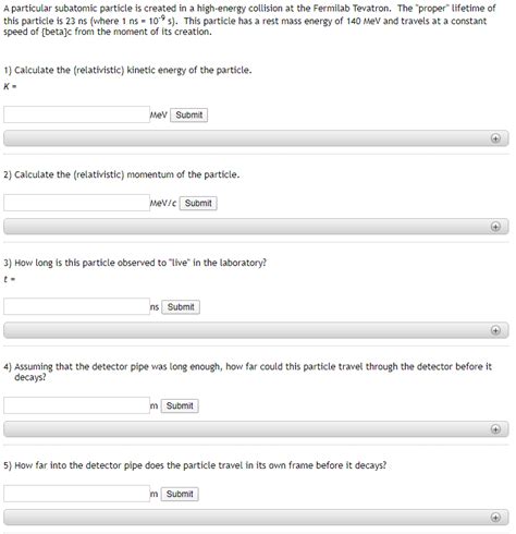 Solved A Particular Subatomic Particle Is Created In A Chegg