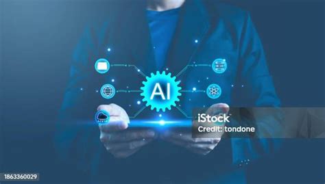 Ai 기술 인공지능 사업가는 기술 Ai 스마트 로봇 자동화 시스템을 사용합니다 데이터 분석 Ai 채팅 및 명령 프롬프트를 생성합니다 챗봇 지능형 비서 Ai 비서 개념에 대한