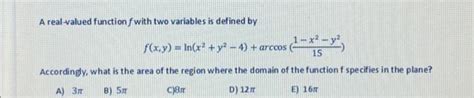 A Real Valued Function F With Two Variables Is