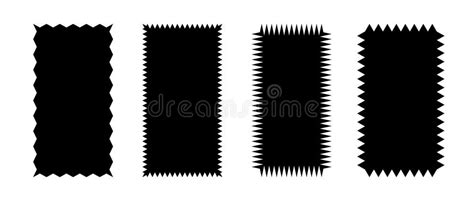 Zig Zag Edge Rectangular Shapes Collection Jagged Rectangle Patches Set Stock Vector