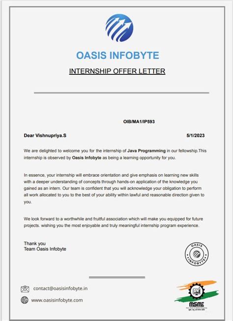 Vishnupriya S On Linkedin Oasisinfobyte Intern Java Internship Connections Javaprogramming