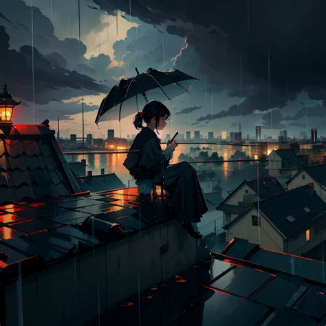 1080x1080 Anime Girl Disconnected To City 1080x1080 Resolution