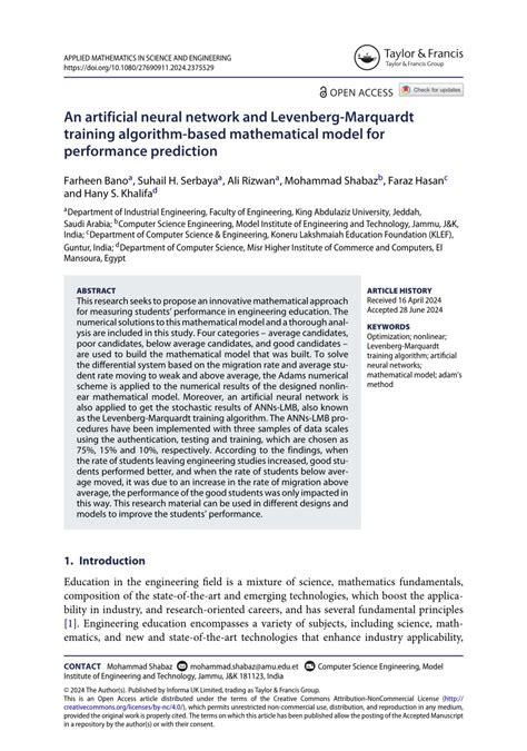 Pdf An Artificial Neural Network And Levenberg Marquardt Training