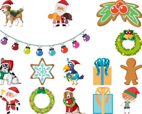 Christmas Characters And Elements Set 13909220 Vector Art At Vecteezy