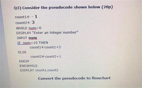 Solved Q3 Consider The Pseudocode Shown Below 20p Countif