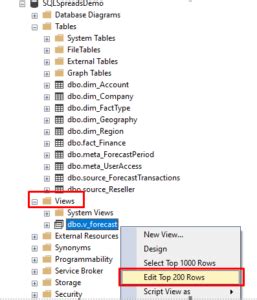 Update SQL Server View Using Excel