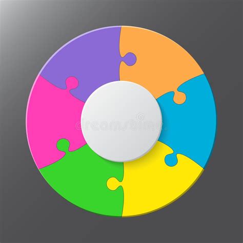 Five Pieces Jigsaw Puzzle Circle Info Graphic Stock Vector Illustration Of Mosaic Background