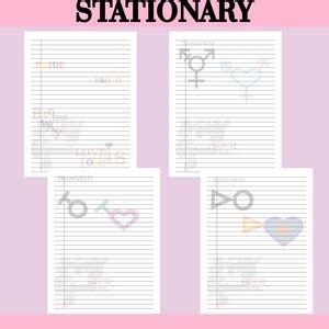Printable Letter Writing Paper LGBTQ Gender Symbol Page Collection Stationary Digital And