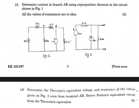 Solved C Determine Current In Branch AB Using Chegg