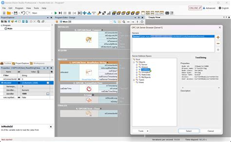 using opc ua communication aurora vision