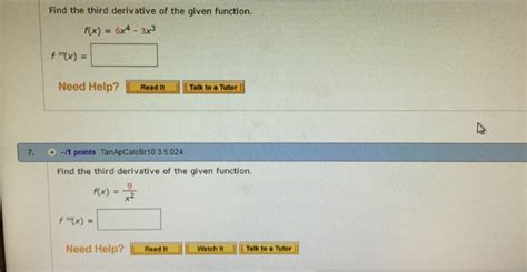 Solved Find The Third Derivative Of The Given Function