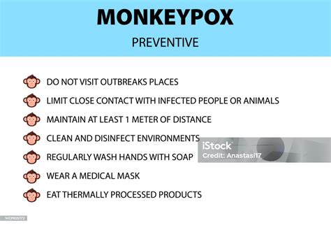 원숭이 폭스 바이러스 인포 그래픽 예방 할 일 목록 유럽과 미국에서 새로운 발병 사례 2022년에 대한 스톡 벡터 아트 및 기타 이미지 2022년 건강 진단 건강