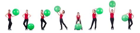 The Young Woman Exercising With Swiss Ball Young Woman Exercising With