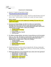 Biotech Lab NAME DATE Virtual Lab 13 Biotechnology 1 Open The 1st Virtual Lab