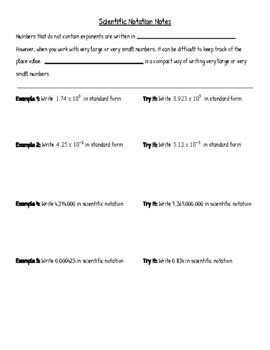 Scientific Notation Notes By Courtney Steketee TPT