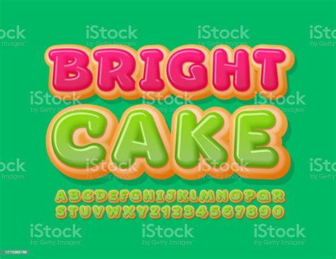 벡터 밝은 케이크 알파벳 세트 맛있는 도넛 글꼴 귀여운에 대한 스톡 벡터 아트 및 기타 이미지 귀여운 그래픽 프린트 녹색 Istock