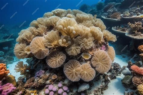 Premium Photo Aquadetailing Of Round Coral Polyps Interwoven On A
