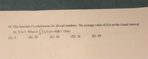 solved 10 the functionſ is continuous for all real numbers