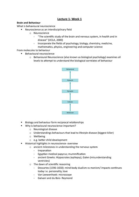 Lecture 1 Lecture 1 Week 1 Brain And Behaviour What Is Behavioural