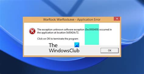 Fix 0xc0000409 Exception Unknown Software Exception Error