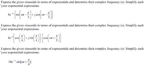 solved express the given sinusoids in terms of exponentials