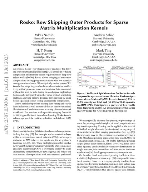 pdf rosko row skipping outer products for sparse matrix multiplication kernels