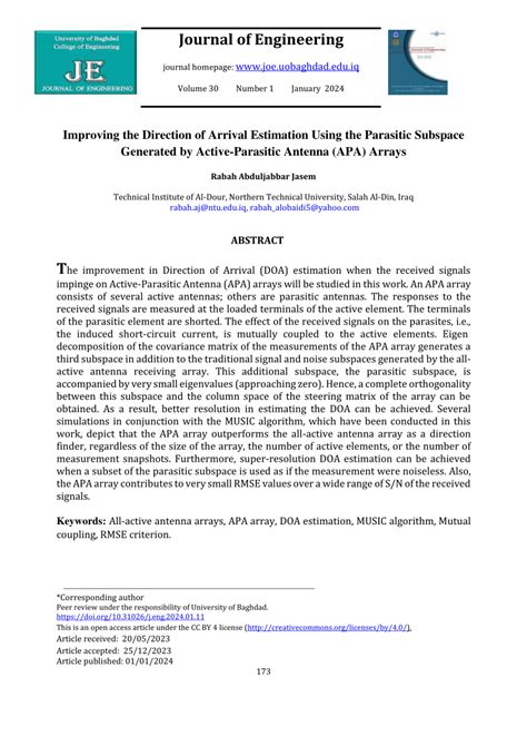 Pdf Improving The Direction Of Arrival Estimation Using The Parasitic Subspace Generated By