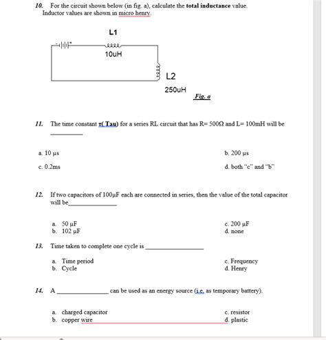 Solved For The Circuit Shown Below In Fig A Chegg