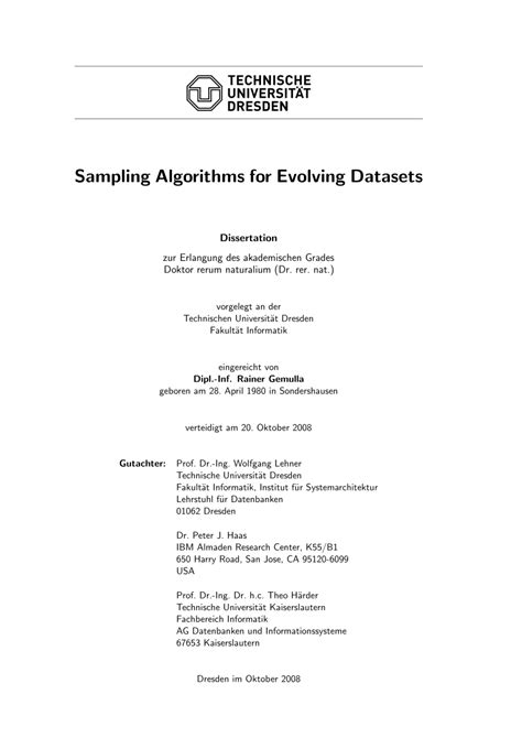 Pdf Sampling Algorithms For Evolving Datasets
