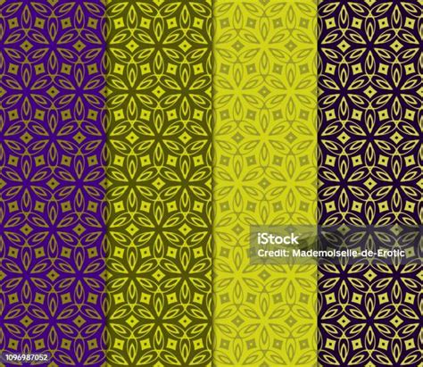 올리브 꽃 기하학적 패턴의 보라색 색상 세트 원활한 텍스처 색상 배경입니다 디자인 요소입니다 벡터 일러스트 레이 션 0명에 대한 스톡 벡터 아트 및 기타 이미지 Istock