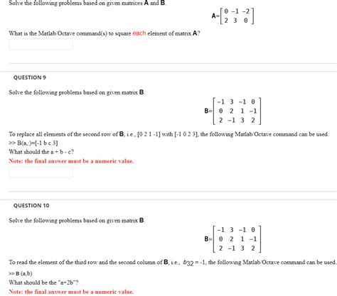 solved solve the following problems based on given matrix b