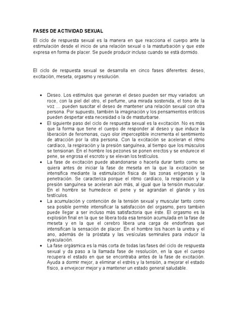 Fases De Actividad Sexual Pdf La Sexualidad Humana Masturbación
