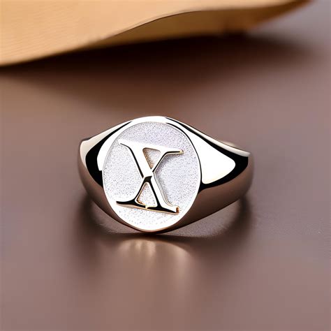 White Gold Carved Signet Ring Bell And Brunt