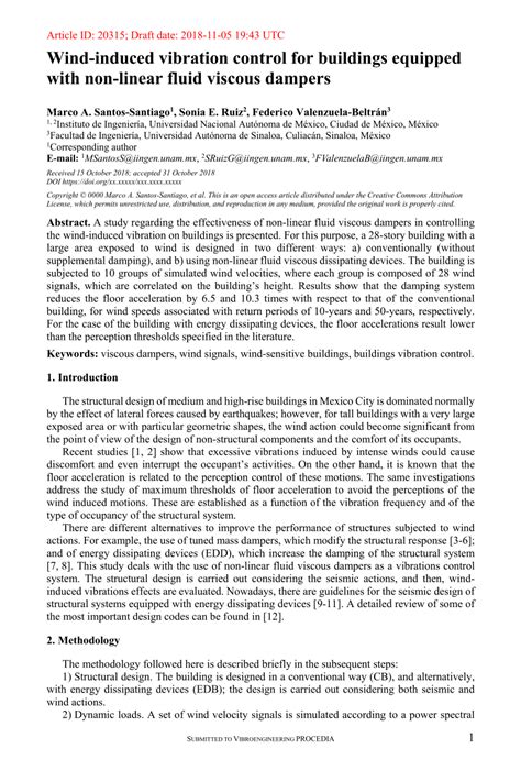 Pdf Wind Induced Vibration Control For Buildings Equipped With Non Linear Fluid Viscous Dampers