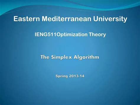 PPT The Simplex Algorithm Spring PowerPoint Presentation Free Download ID