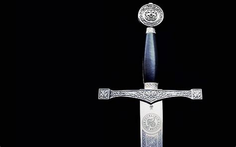 Hd Wallpaper Gold Colored And Silver Colored Sword Handle Art Skill