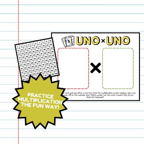Uno X Uno Multiplication Practice Game Hands On Math Activity