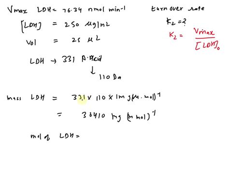 Solved Using The Data From The Lineweaver Burk Plot What Is The Calculated Turnover Rate For