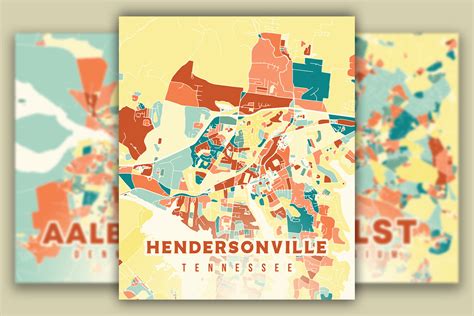 Hendersonville Tennessee Colorful Map Graphic By Poster Boutique · Creative Fabrica