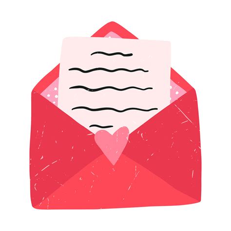 Hand Drawn Love Letter In Envelope Cartoon Flat Vector Illustration Isolated On White