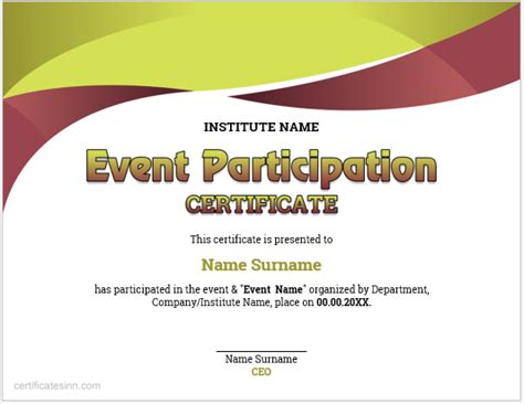 Event Participation Certificate Templates Download And Edit