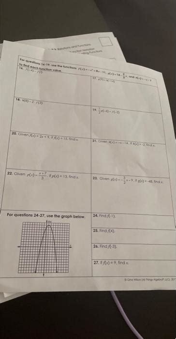 For Questions 16 19 Use The Functions Fx−x2 To