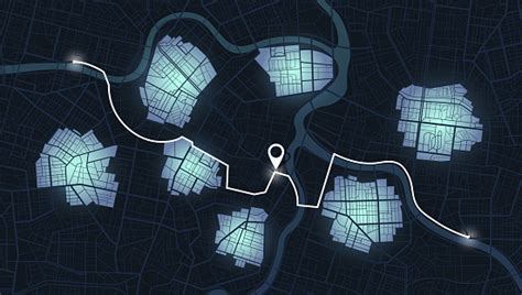 Modern Location은 대시보드를 추적합니다 추상적인 지도 디자인 지도를 닮은 다채로운 선과 기하학적 요소의 시각적으로