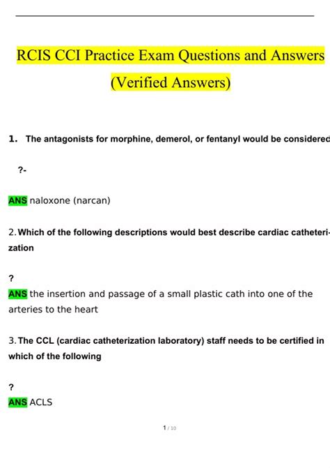 RCIS CCI Exam Practice Questions And Answers 2024 2025 100 Verified Answers RCIS CCI